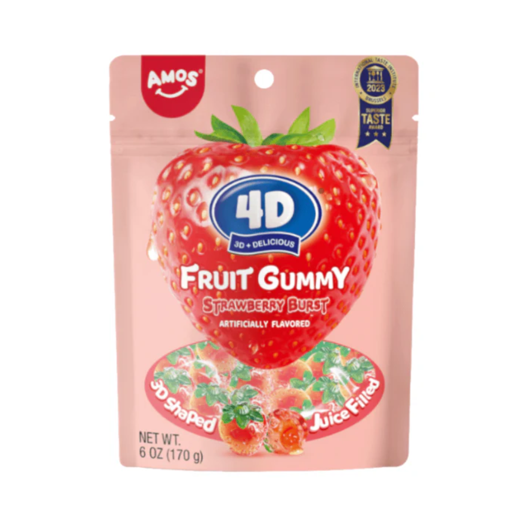 Amos 4D Fruit Gummy Strawberry Burst Bag (12 x 170g) – JDM Distributors Ltd